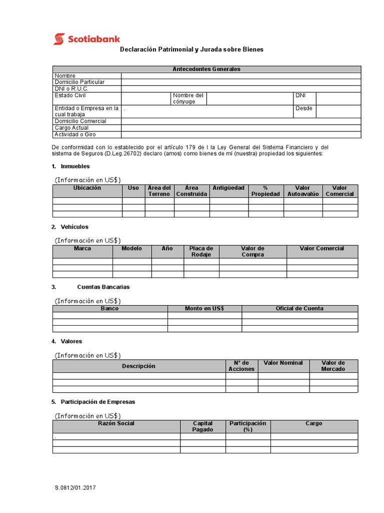 Declaracion Patrimonial Scotiabank | PDF | Economias | Dinero