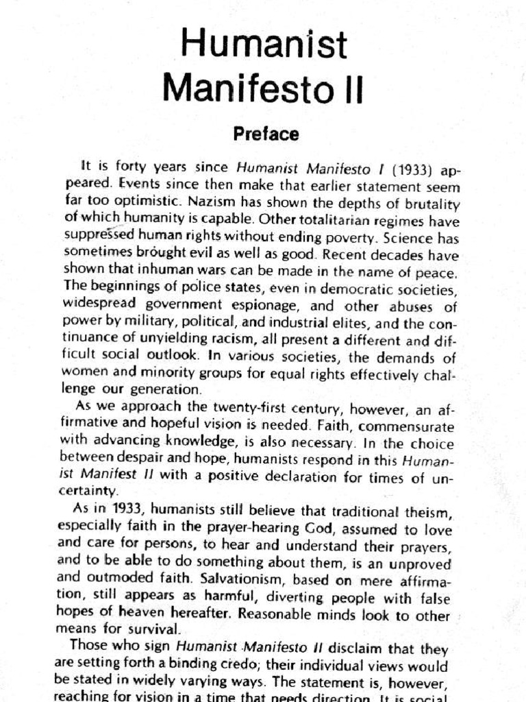 Humanist Manifesto II | Humanism | Philosophical Theories