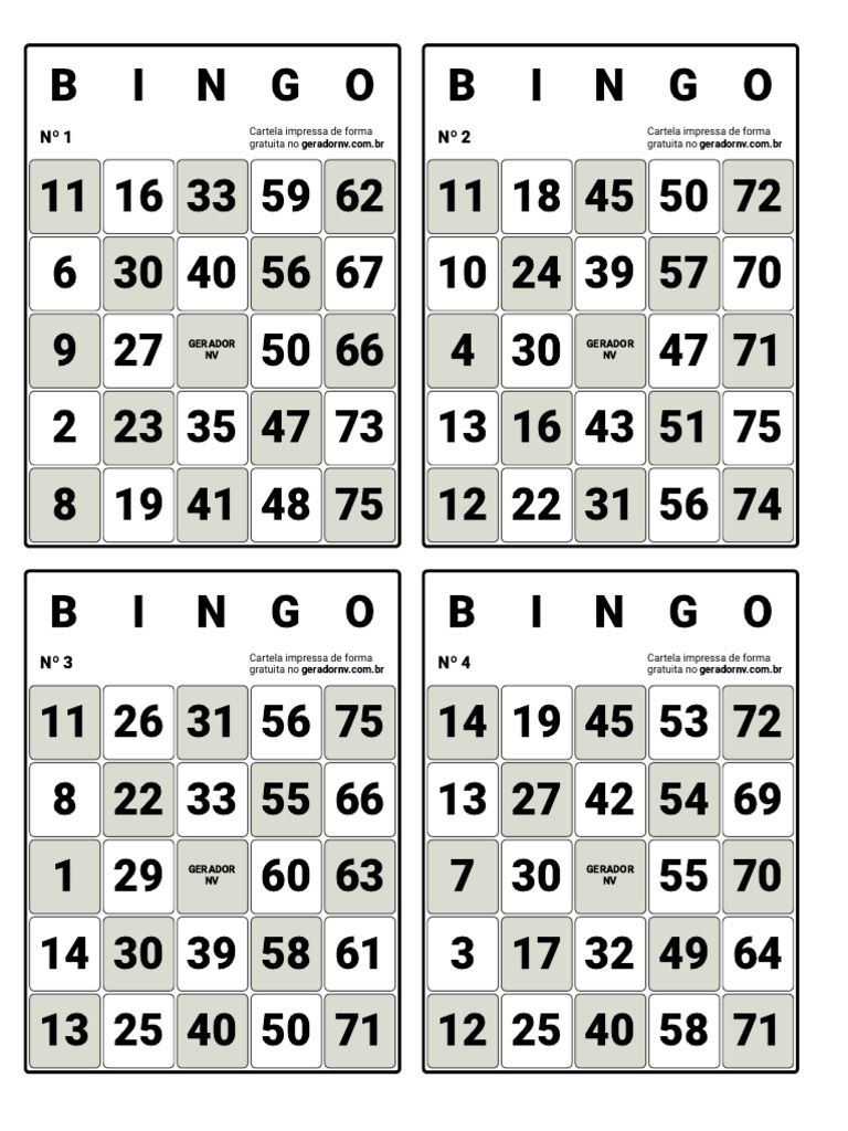 Cartelas de Bingo para Imprimir Grátis | PDF