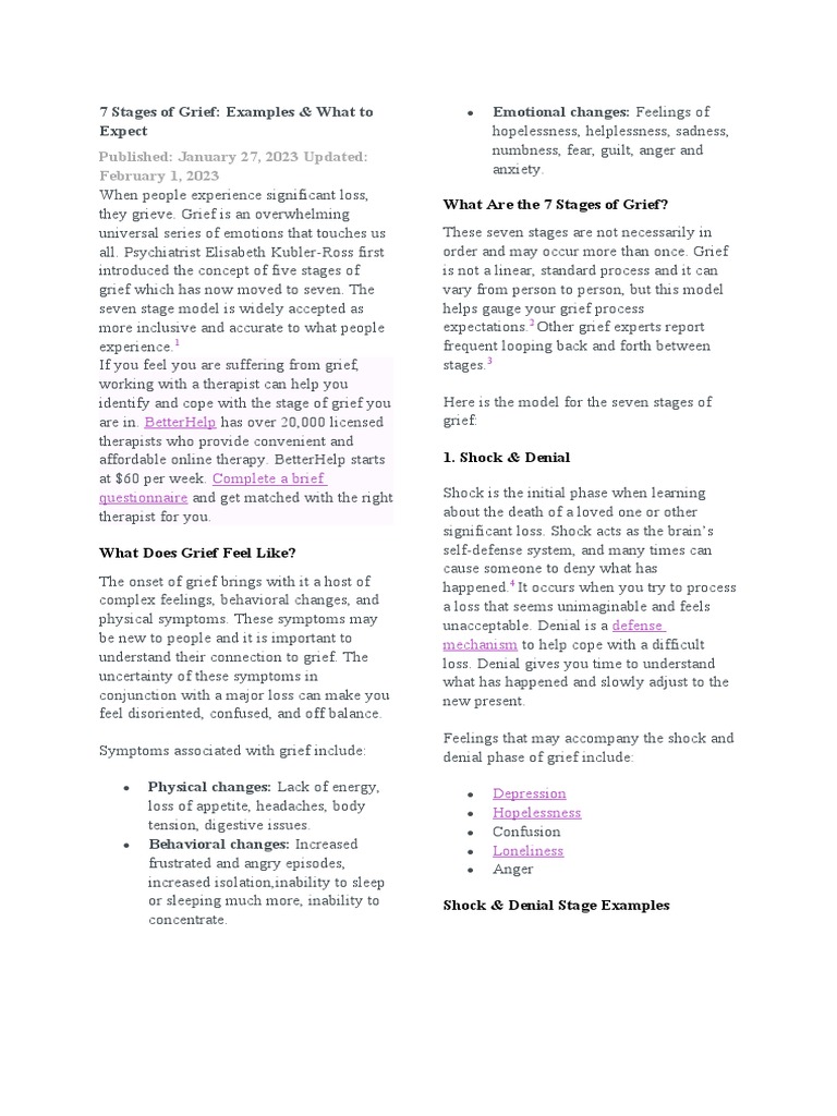 Understanding the 7 Stages of Grief | PDF | Grief | Psychotherapy