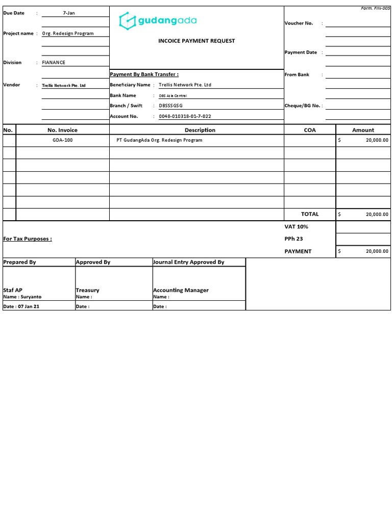 Payment Req Form 005 | PDF