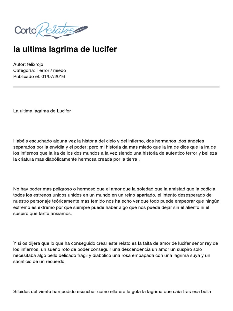 La Ultima Lagrima de Lucifer | PDF | Amor | Infierno