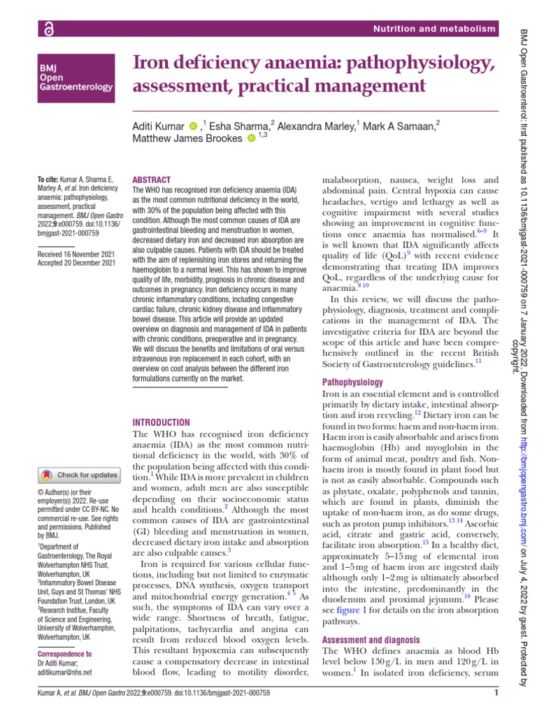 Iron Deficiency Anaemia Pathophysiology | PDF | Anemia | Inflammatory Bowel Disease