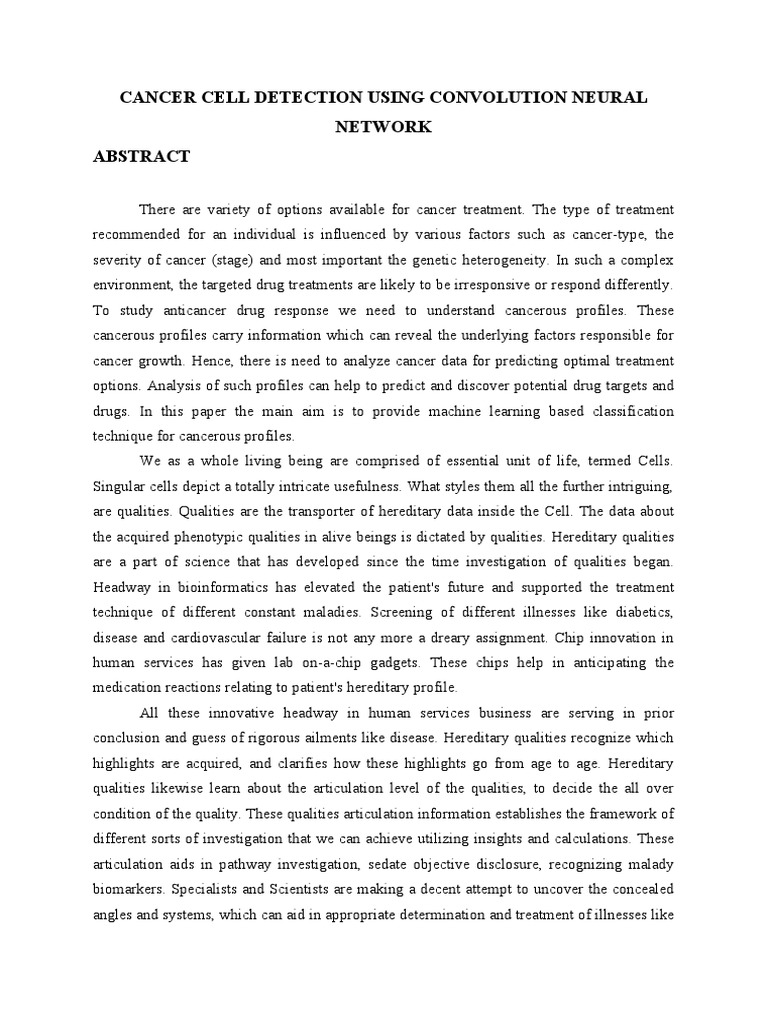 Cancer Cell Detection Using Convolution Neural Network Pdf Cancer Machine Learning