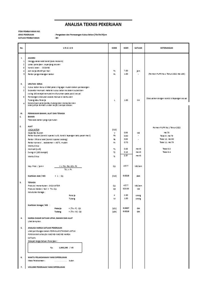 AHS Kubus Beton 70x70x70 CM Dan Bekisting Kubus beton-SPV | PDF