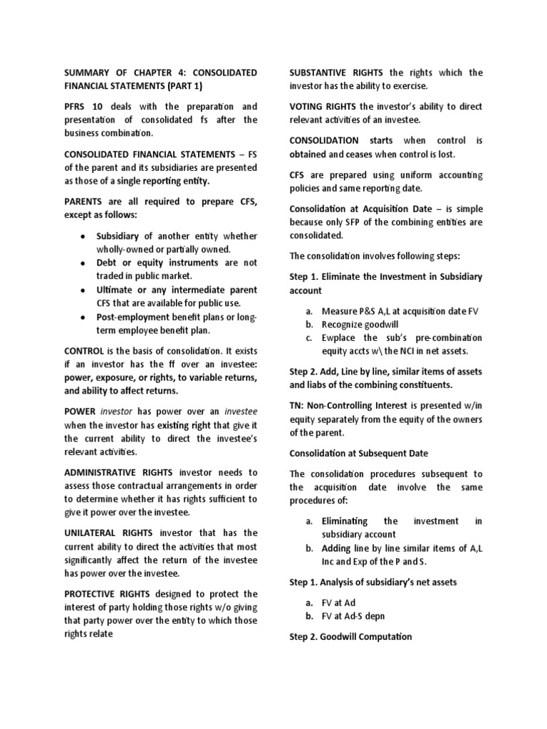 CONSOLIDATION Summary | PDF | Consolidation (Business) | Equity (Finance)