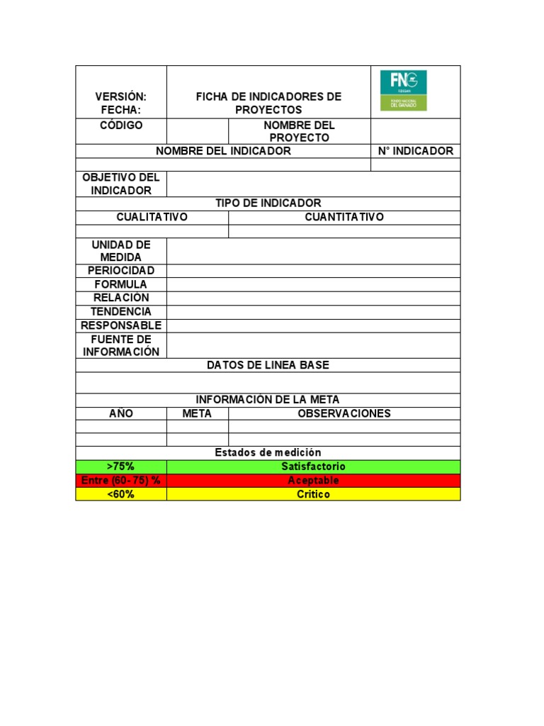 Ficha de Indicadores | PDF