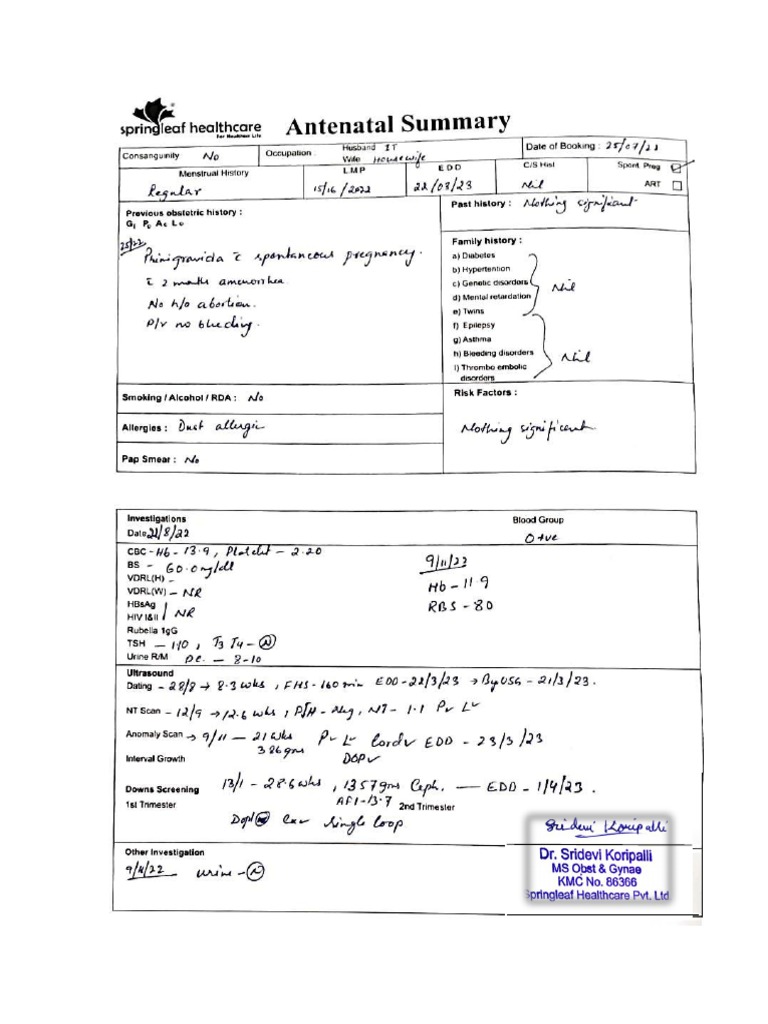 Ante Natal Format | PDF