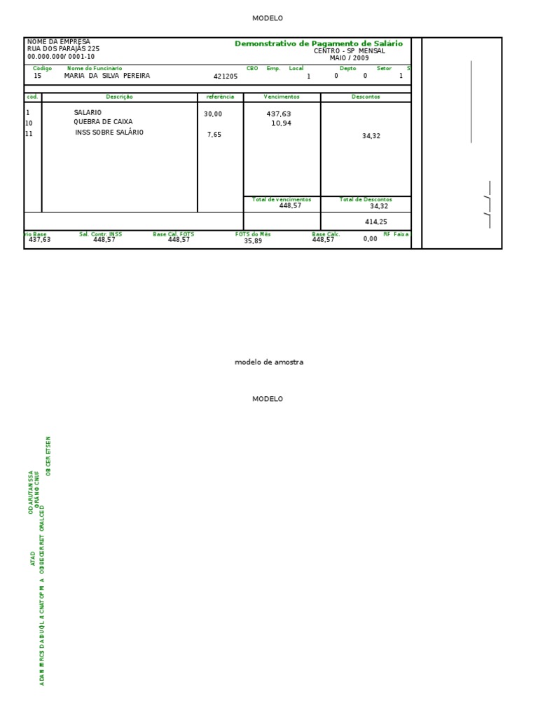 Modelo Holerite | PDF | Finanças e Administração de Capital