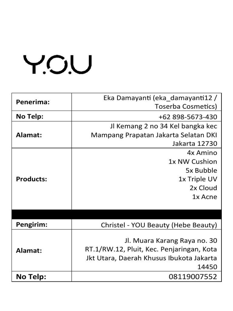 Template Label Kirim Sample | PDF