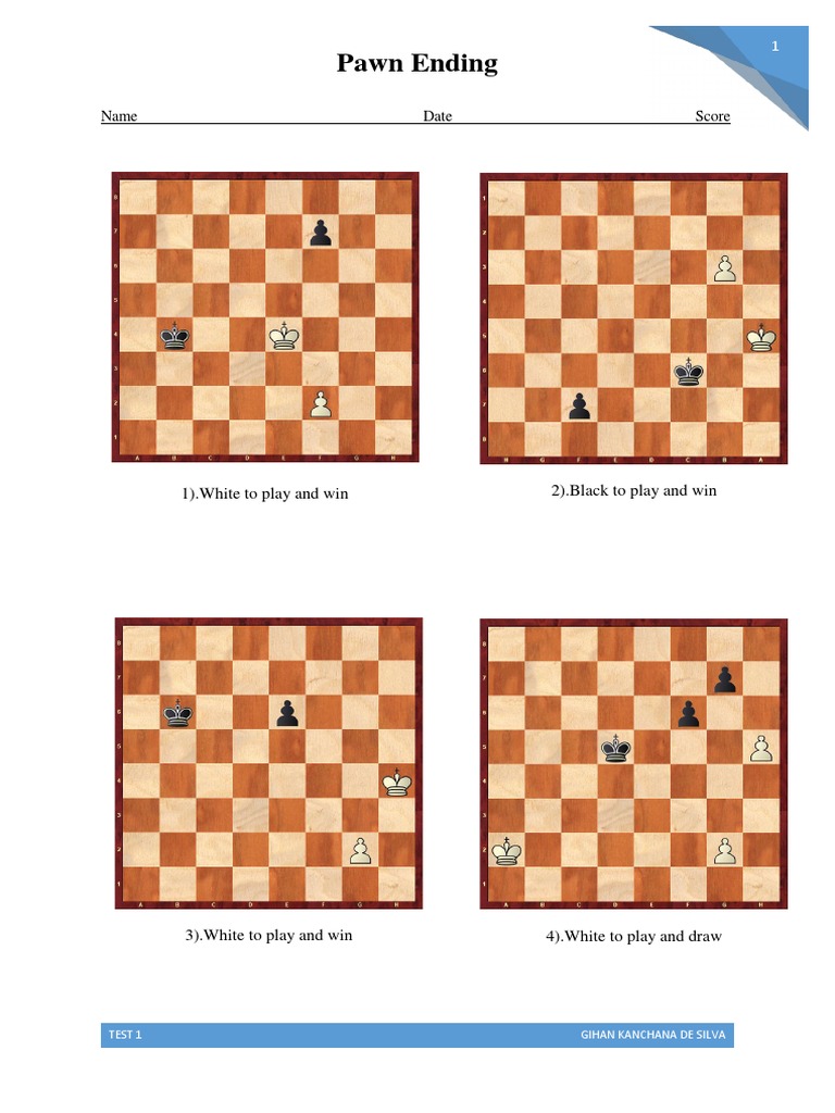 Pawn Ending-Test 1 | PDF