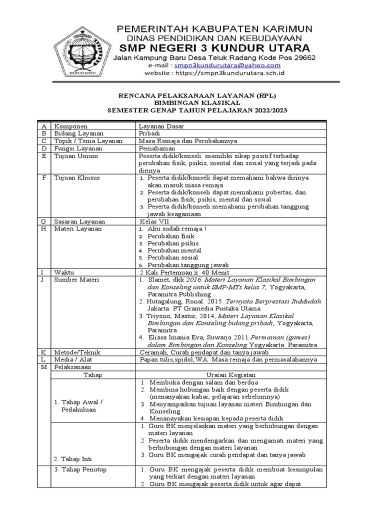 RPL Masa Remaja Dan Perubahannya SMST Genap | PDF