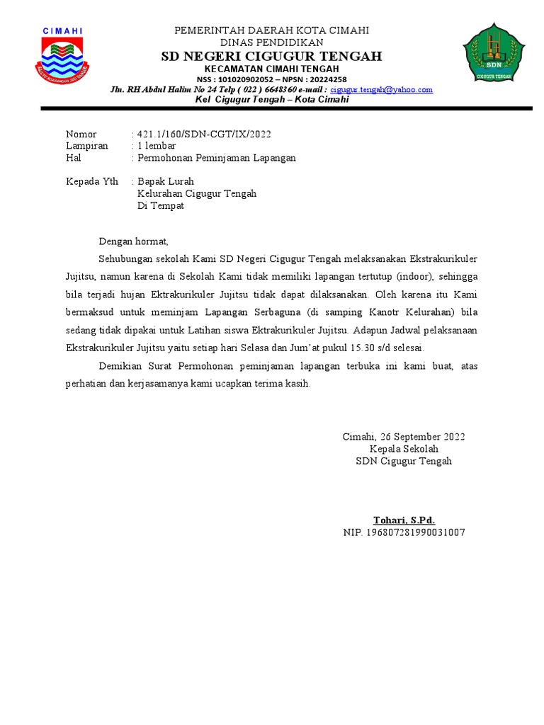 Surat Ijin Pinjam Tempat | PDF