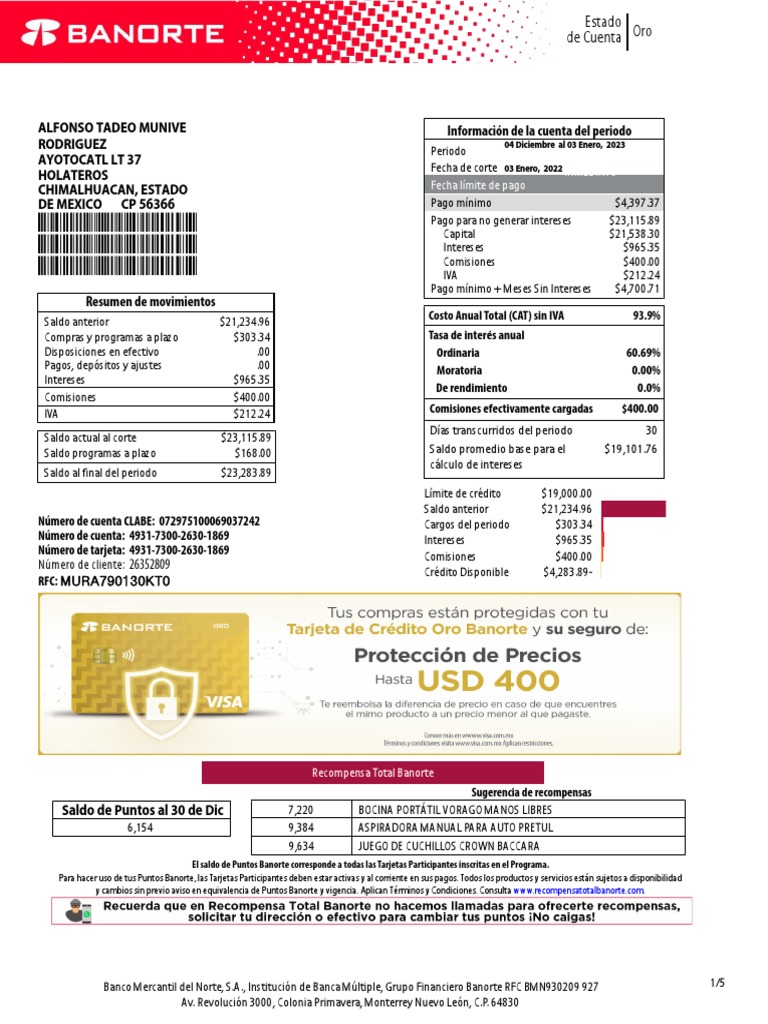 Estado de Cuenta Banorte | PDF | Interés | Business
