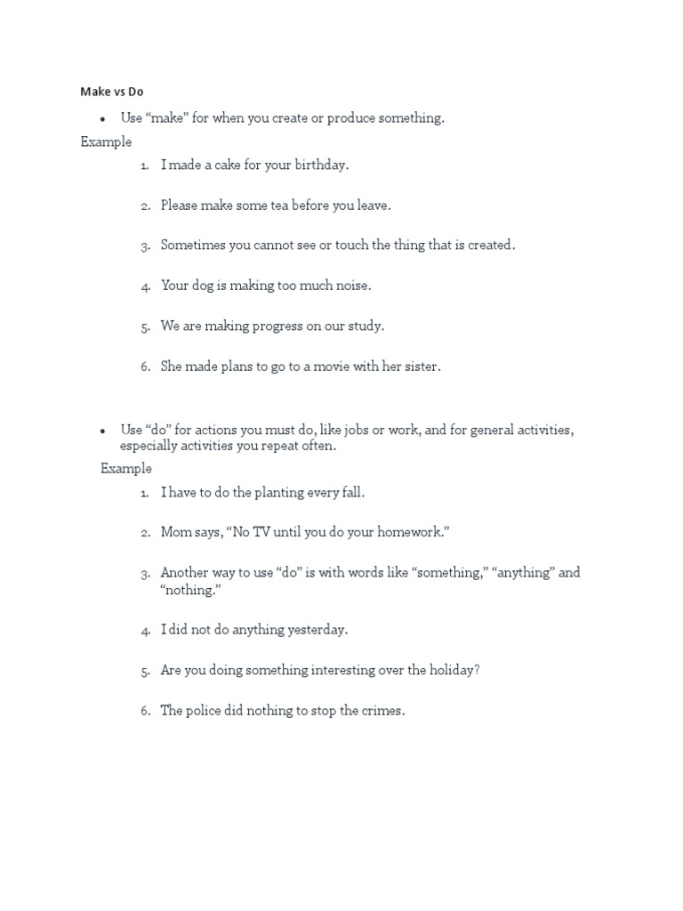 Make Vs Do Vs Let | PDF