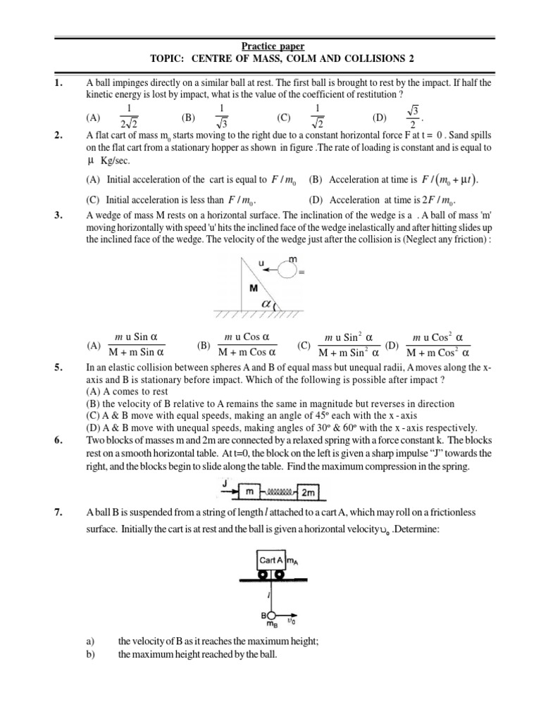 Dynamics of Collisions and Mass Systems | PDF | Collision | Friction