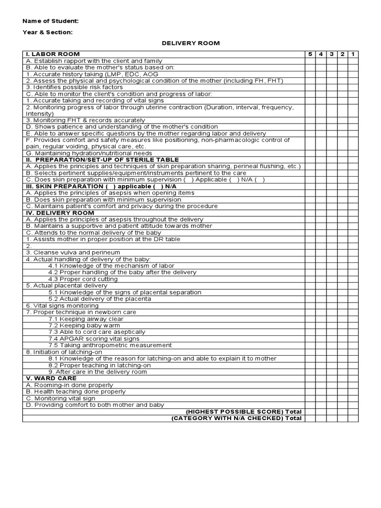 Checklist Delivery | PDF | Childbirth | Communication