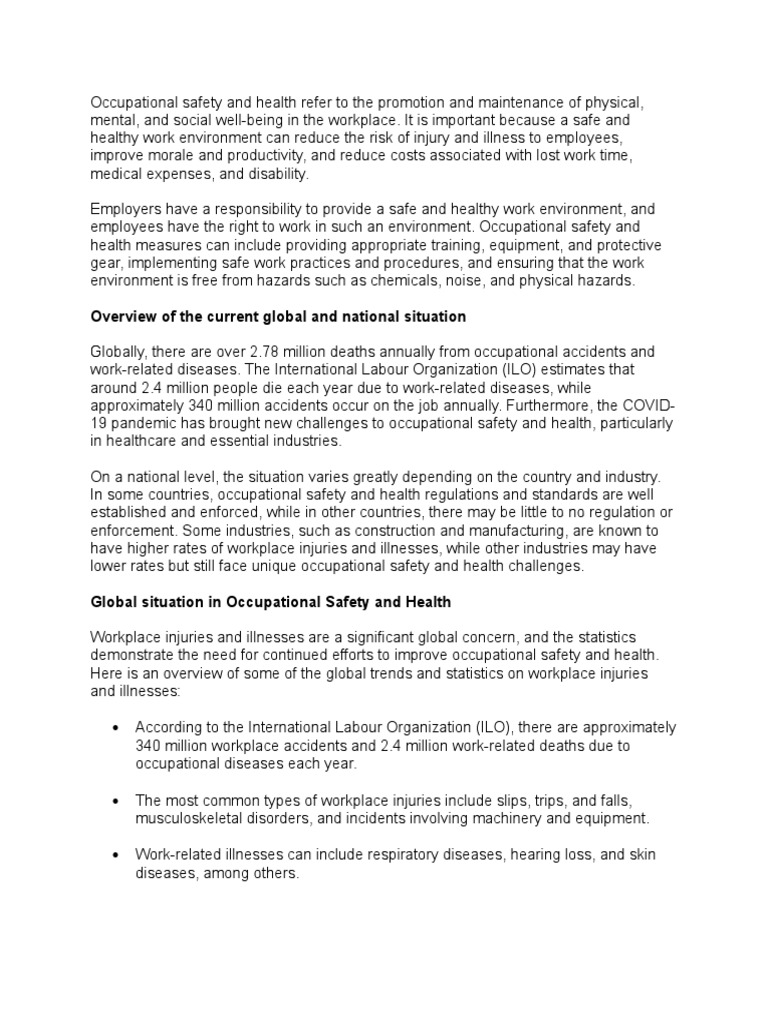 An Overview of Occupational Safety and Health Issues in the Philippines ...