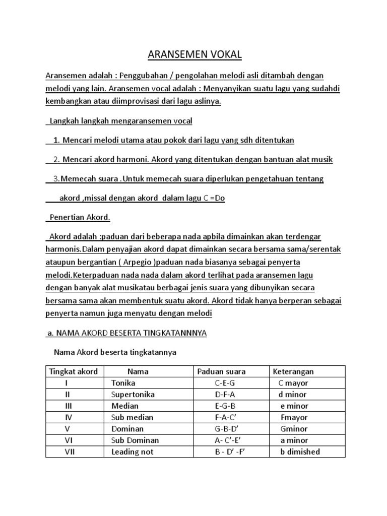Aransemen Vokal dan Pembuatan Akord | PDF