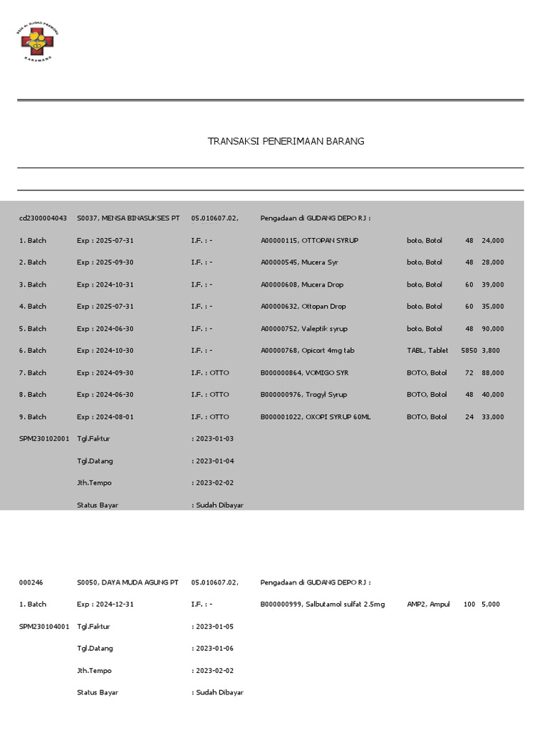 Receipt of Goods from Multiple Suppliers | PDF | Drugs