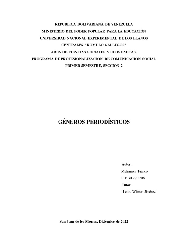 Tipos de géneros periodísticos | PDF | Periodismo