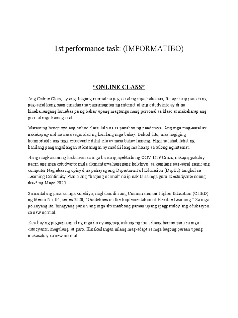 1st Performance Task | PDF