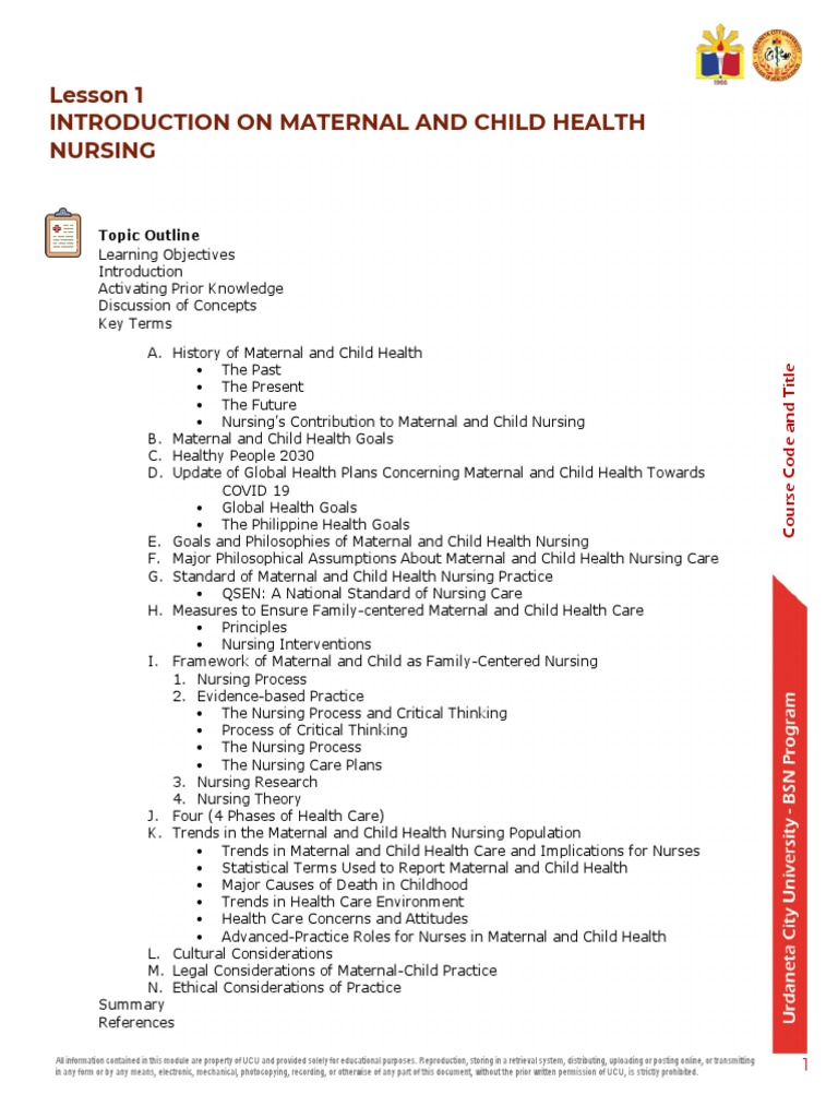 Lesson 1 Introduction On MCHN | PDF | Childbirth | Nursing