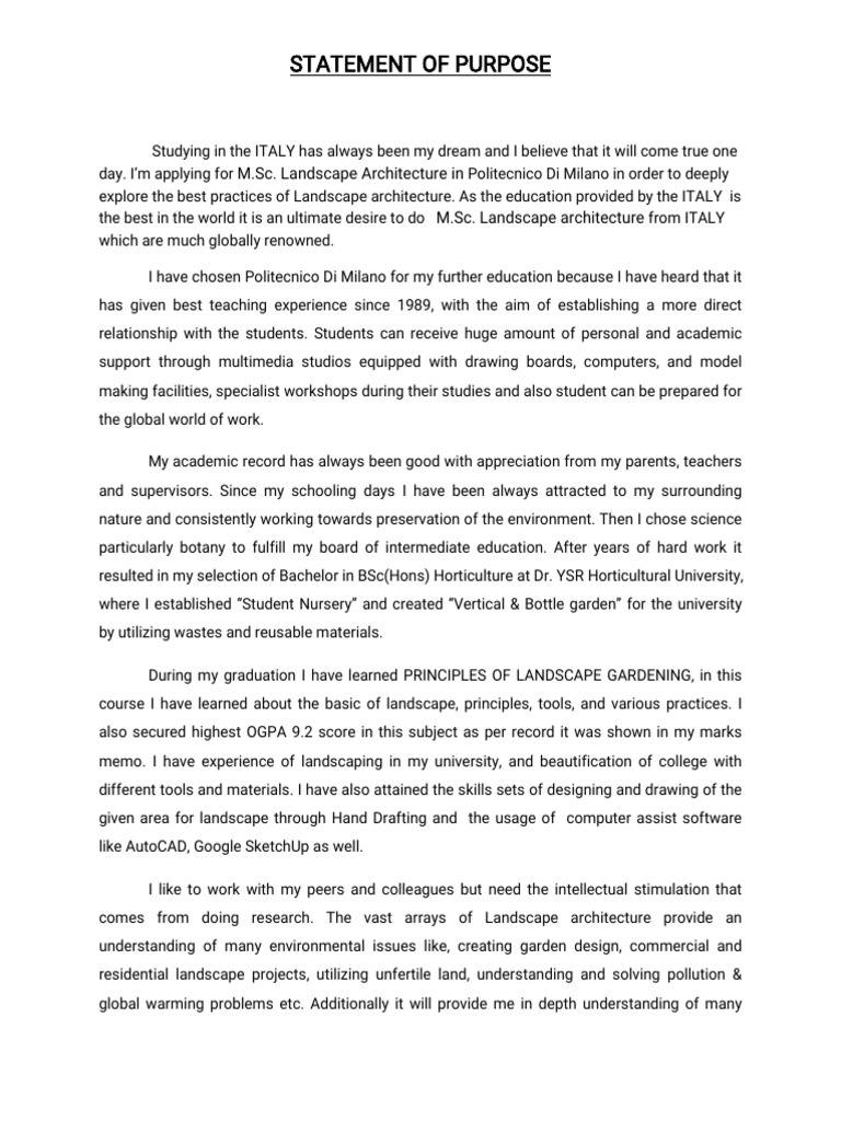 Sumanth Statement of Purpose Sample | PDF