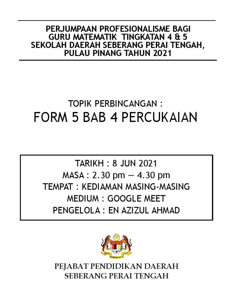Modul F5 Bab 4 PERCUKAIAN - PPD SPT | PDF