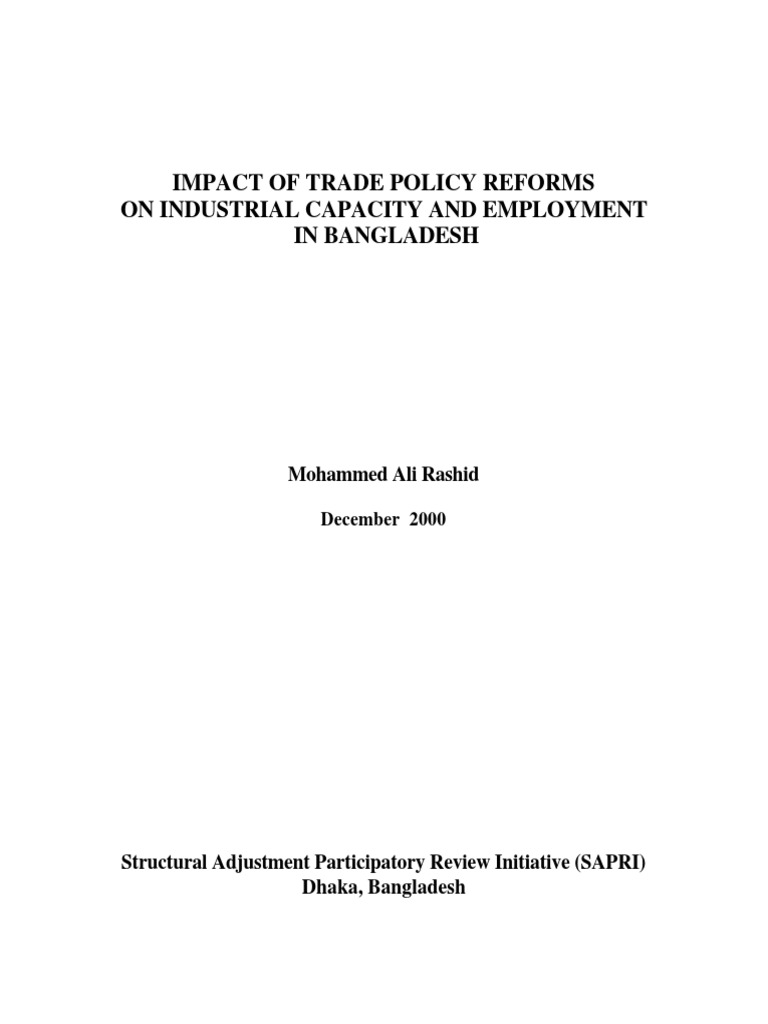 Impact of Trade Policy Reforms On Industrial Capacity and Employment in ...