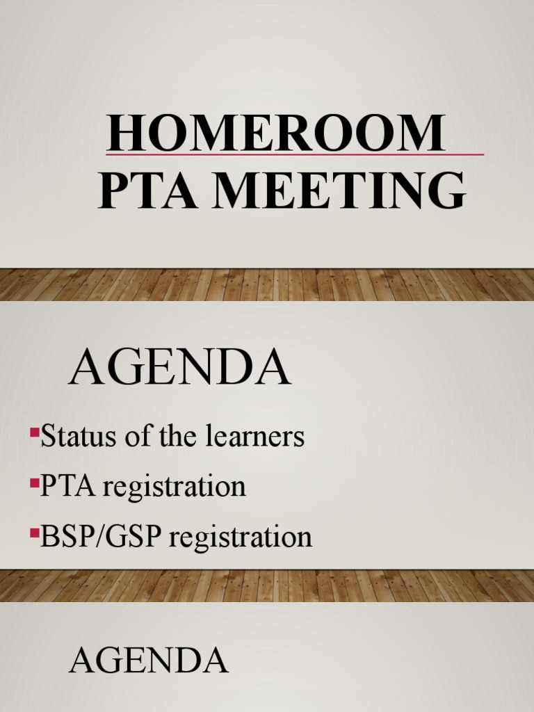 Homeroom Pta Meeting | PDF