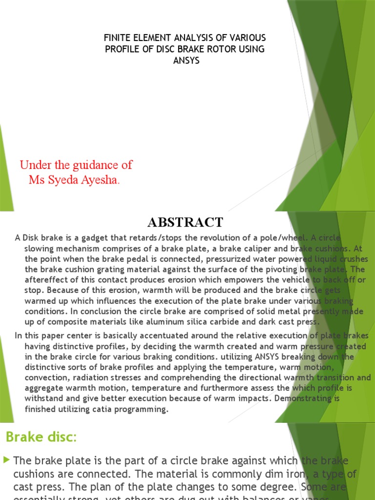 Disc Brake Design and Analysis PPT Using Ansys Software. | PDF | Heat ...