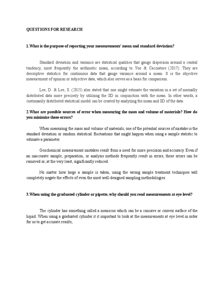 Chem Lab | PDF | Standard Deviation | Statistics
