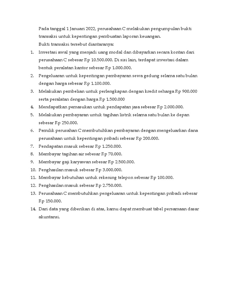 Soal Persamaan Dasar Akuntansi Kelas X | PDF
