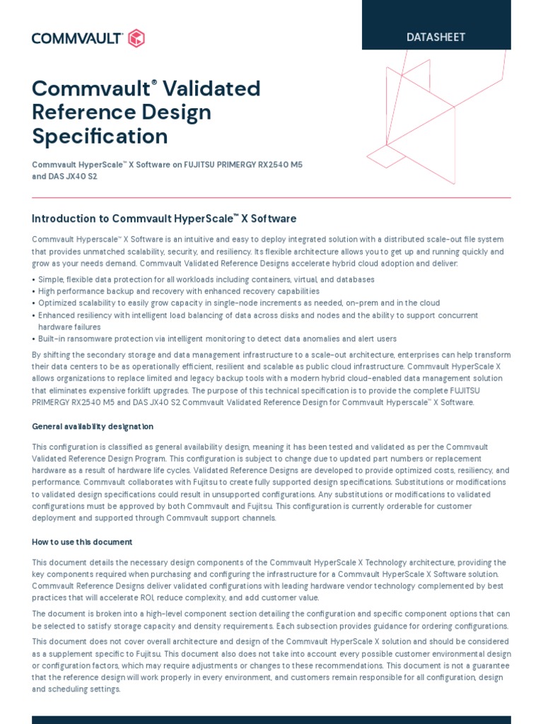 Commvault R Validated Reference Design Specification Commvault ...