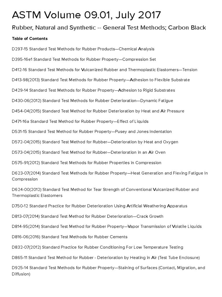 0-ASTM 9.01-2018 Index | PDF | Natural Rubber | Carbon