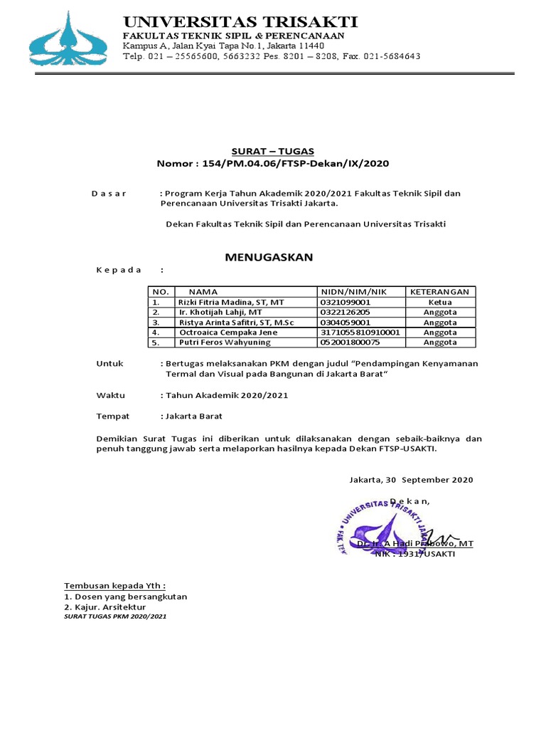 Surat Tugas PKM Genap 20-21 | PDF | Teknologi & Rekayasa