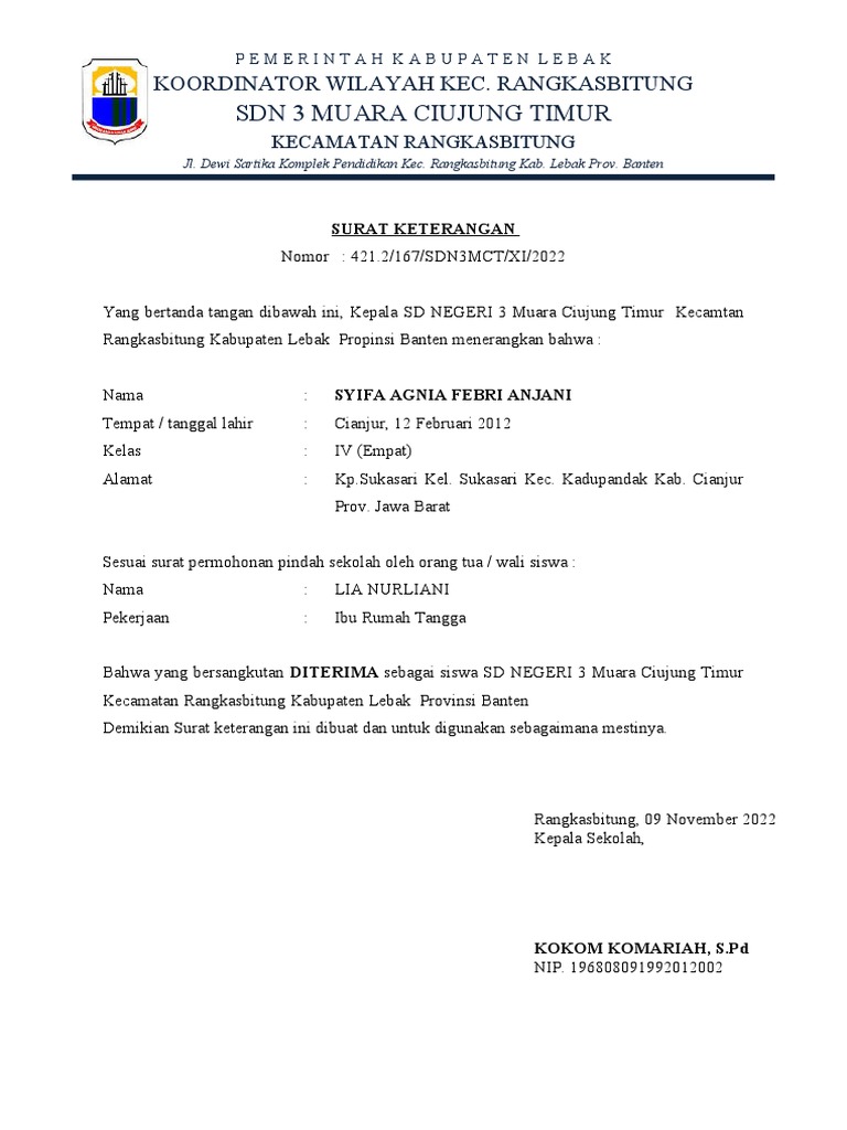 Surat Keterangan Diterima | PDF