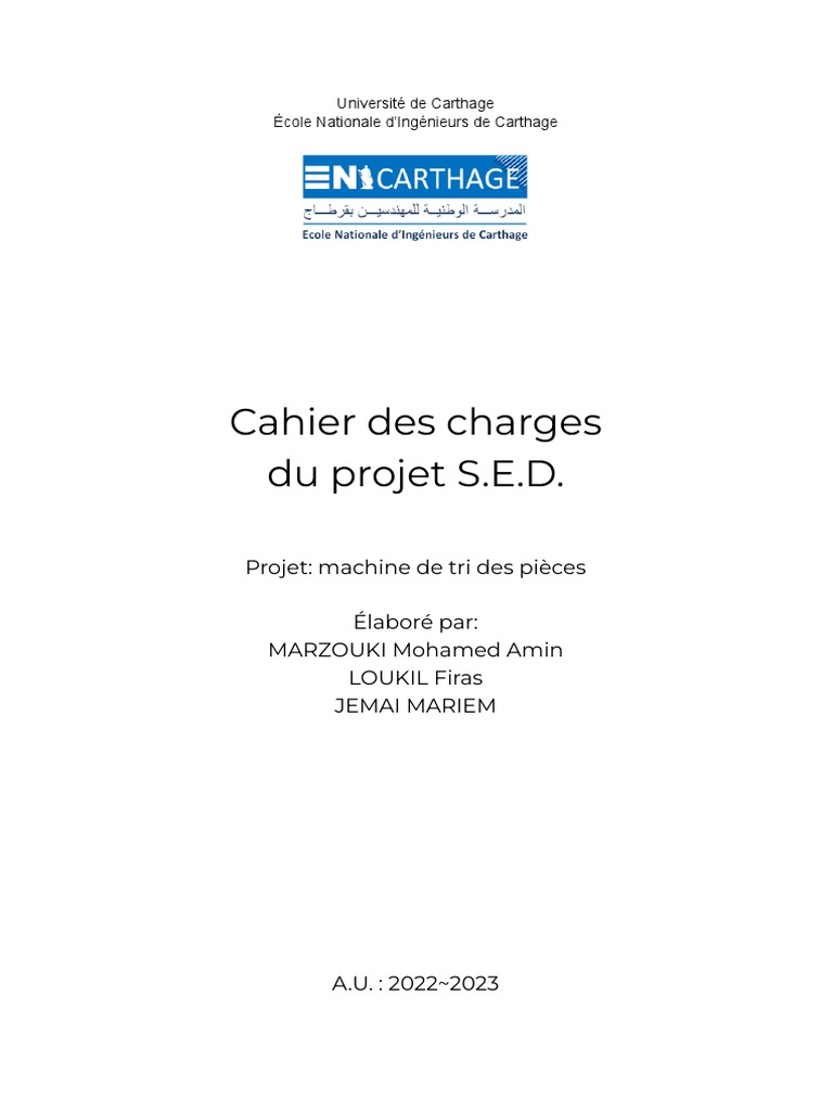 Cahier Des Charges - Sorting Machine | PDF | Informatique