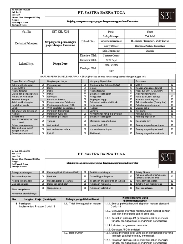 Rev-SBT-K3L-J036-Striping Lahan Pemasangan Pagar | PDF