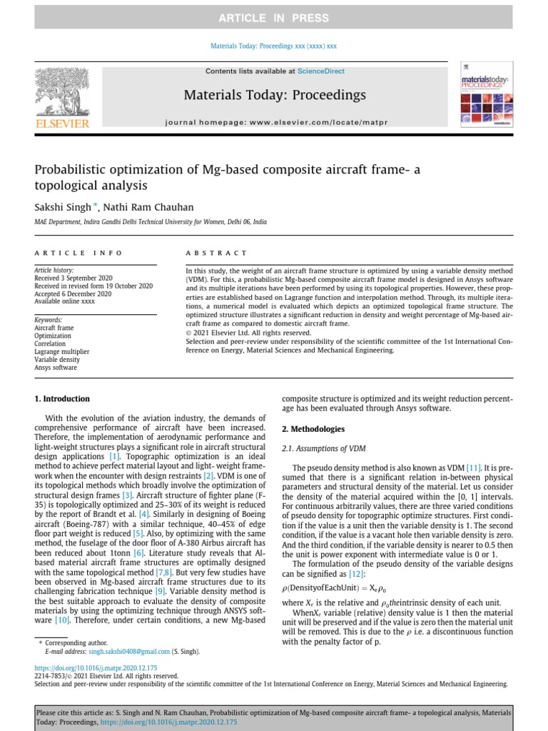 Mg-Based Aircraft Frame Optimization | PDF | Strength Of Materials ...
