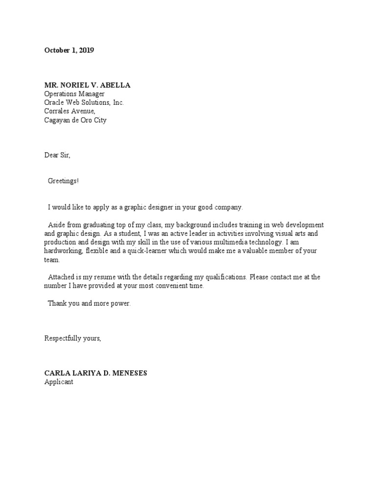 Sample App Letter | PDF
