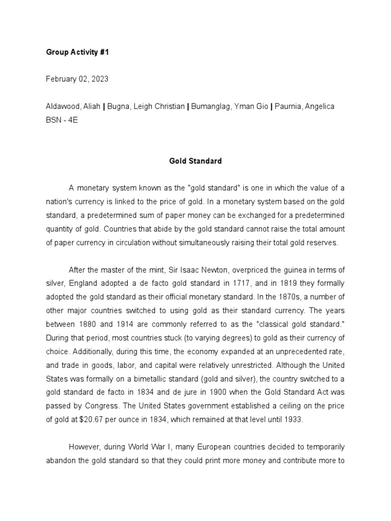 Gold Standard | PDF | Gold Standard | Money