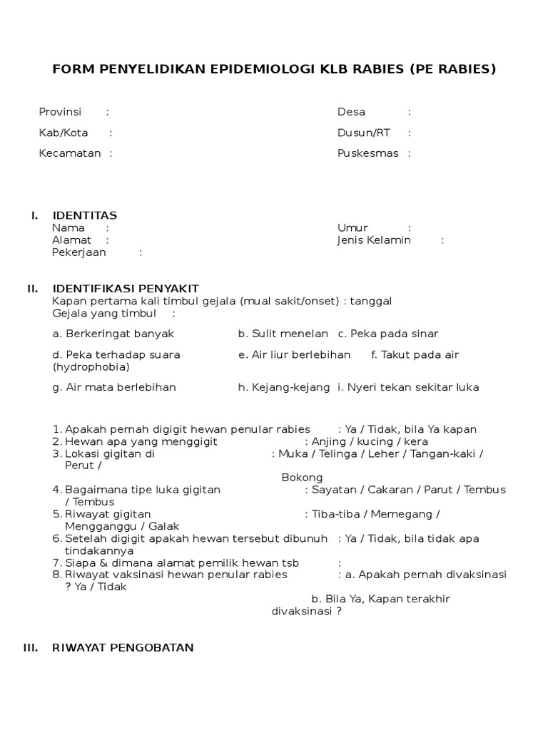 Form Pe KLB Rabies | PDF