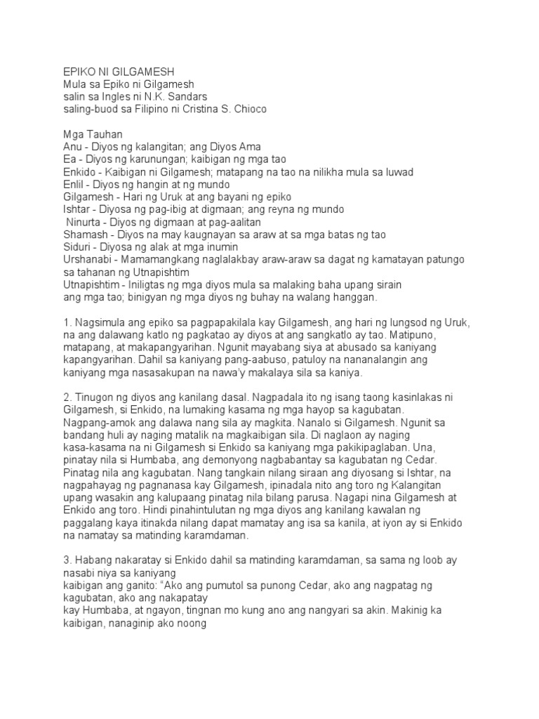 Epiko Ni Gilgamesh | PDF