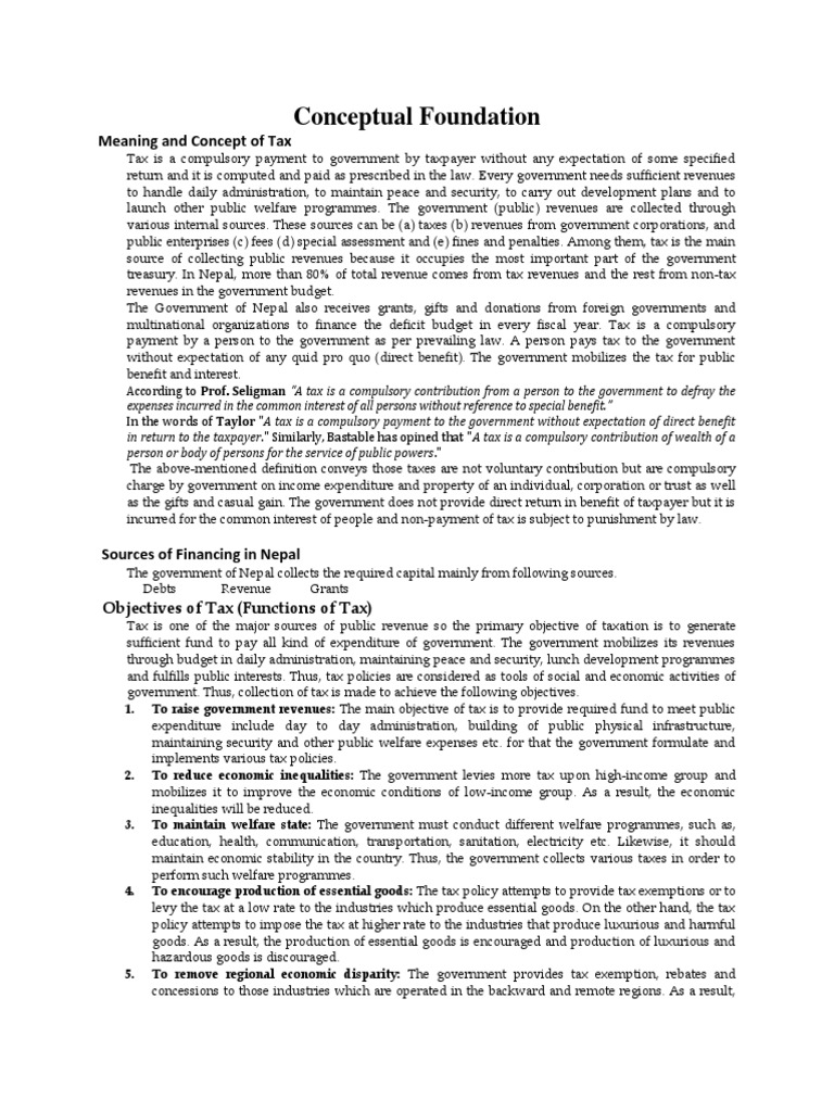 Conceptual Framework of Tax | PDF | Taxes | Direct Tax