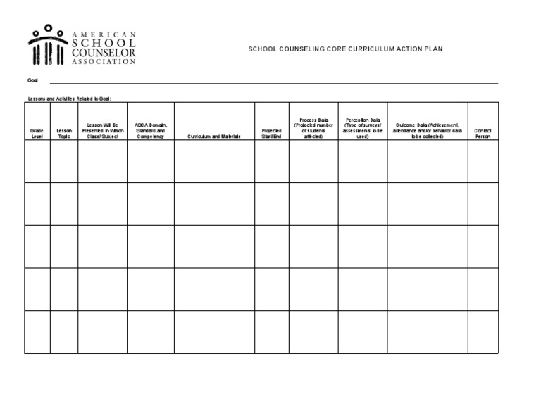 School Counseling Example Action Plan Template | PDF