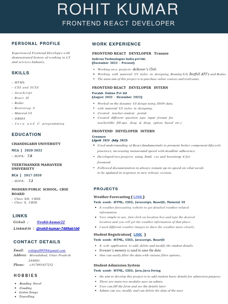 Rohit Kumar - Resume (Updated) | PDF | Java Script | Software