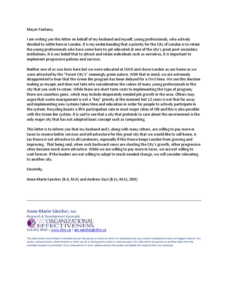 Dear Mayor Fontana | PDF