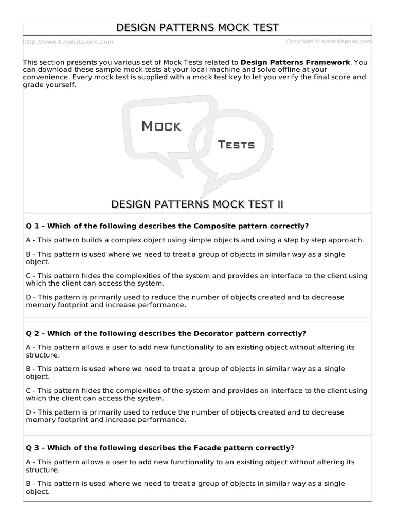 Design Pattern Mock Test II | PDF | Object (Computer Science ... Design Pattern Mock Test II | PDF | Object (Computer Science ...